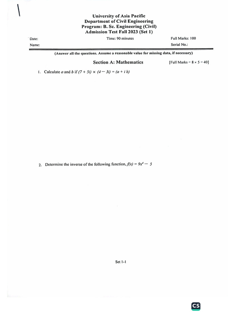 UAP Civil Sample Question | PDF