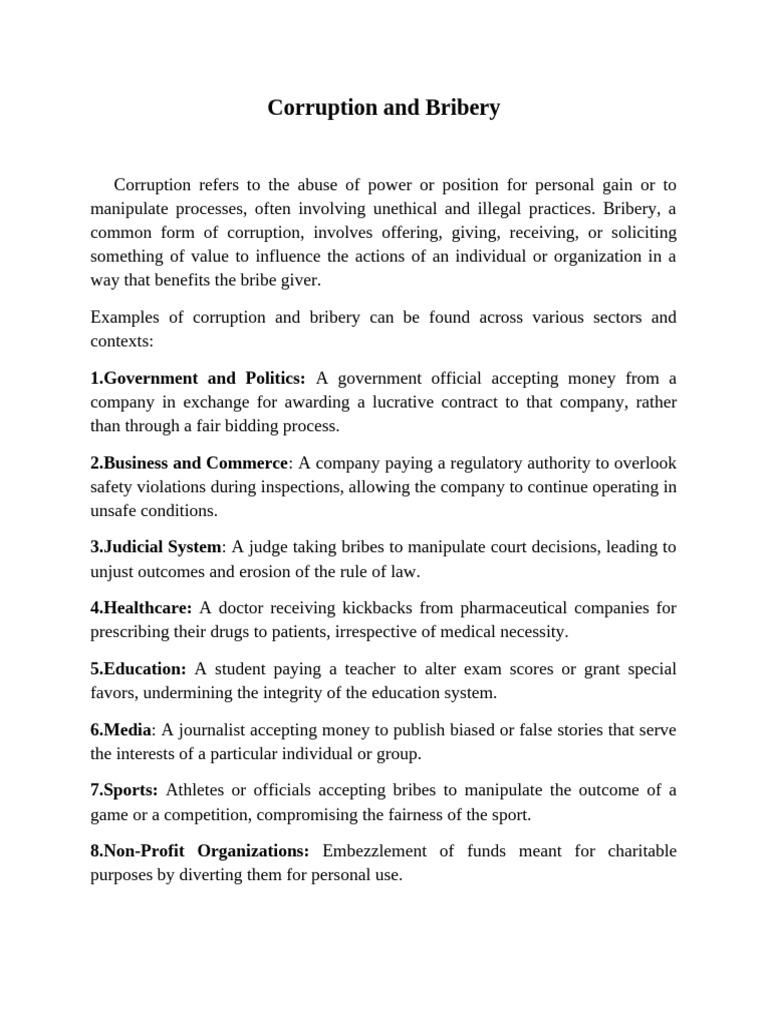 Corruption and Bribery | PDF | Political Corruption | Bribery