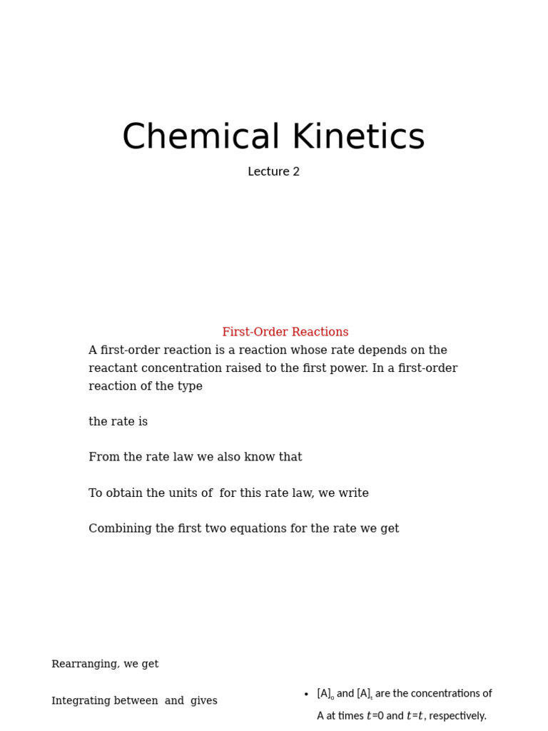 Chemical Kinetics - Lecture - 2 - Rate Equations | PDF | Reaction Rate ...