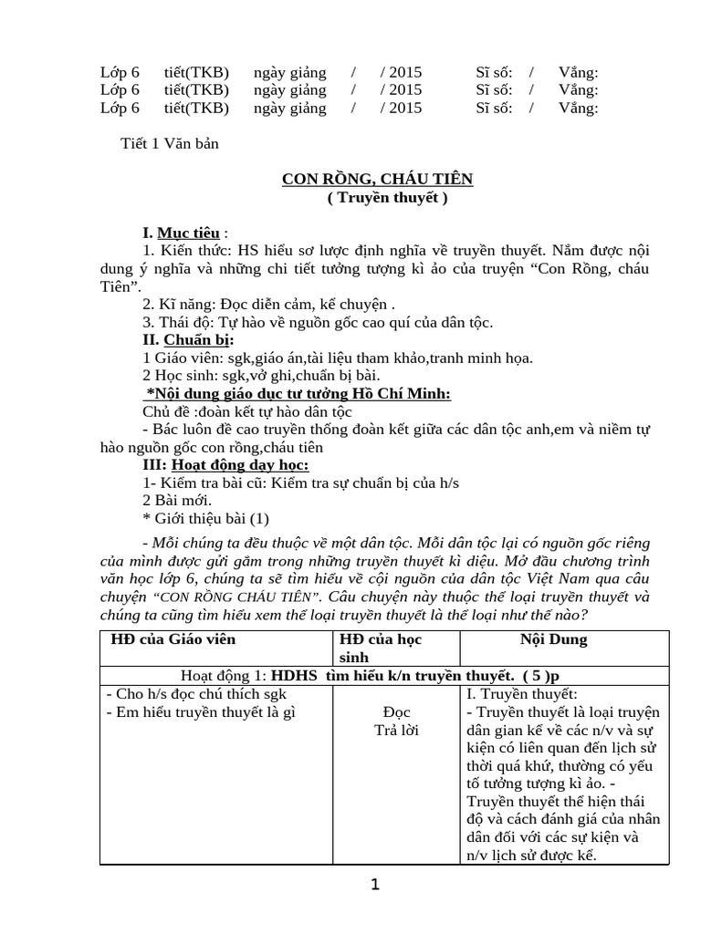 GIAO AN NGU VAN 6 3 Cot Co Tich Hop Day Du | PDF