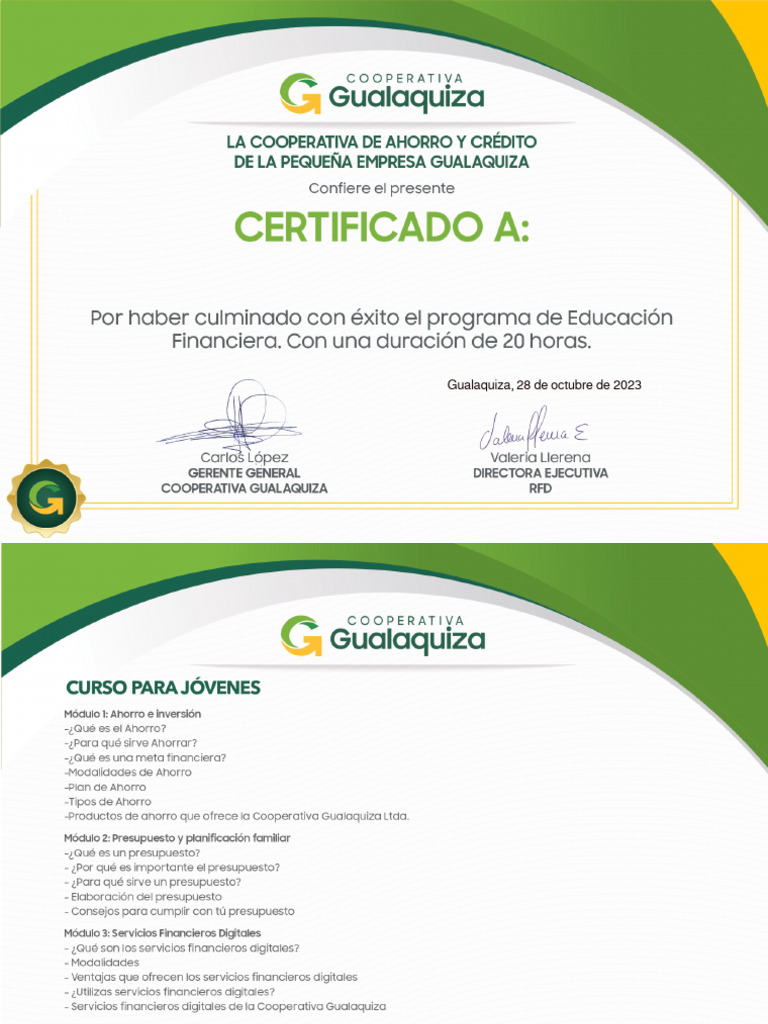 Certificado Del Curso | PDF