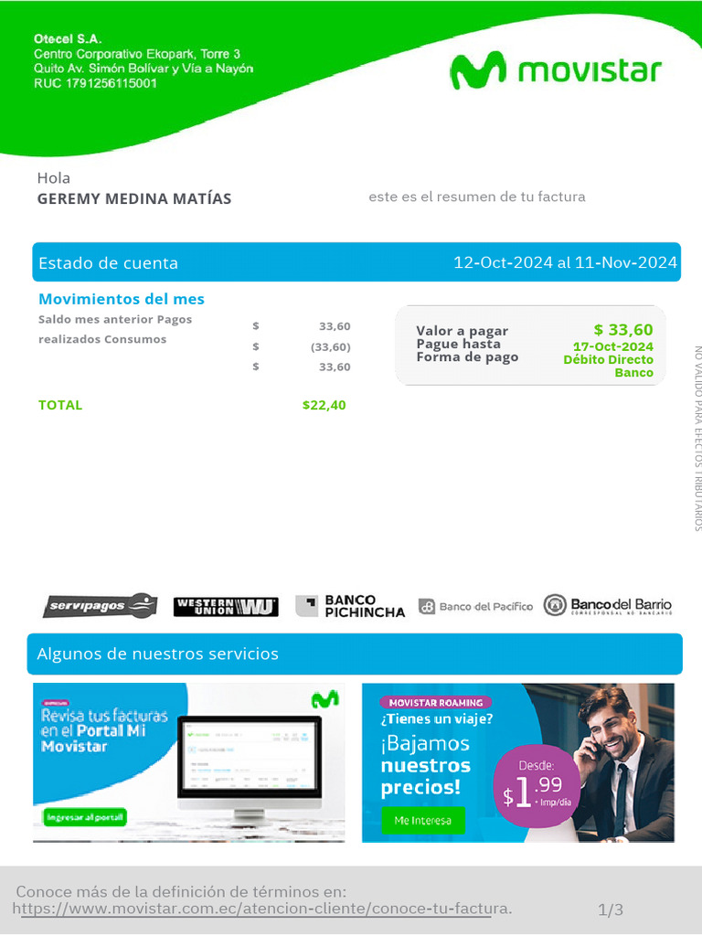 Recibo de telefono | PDF | Factura | Pagos