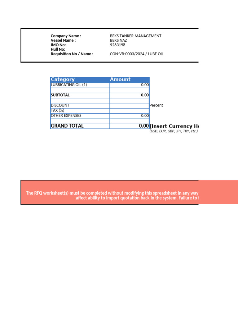RFQ - BEKS NAZ - RefNo-CON-VR-0003-2024 - LUBE OIL - 18.03.2024 4 | PDF ...