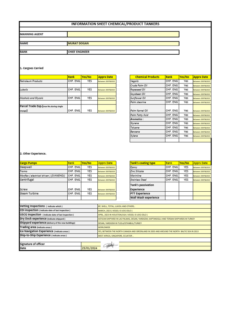 Chemical Factor Sheet, Tsi-chf. Eng.- Murat Dogan 25.01.2024 | PDF ...