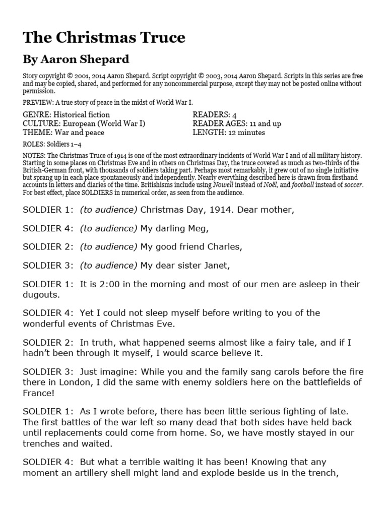 The Christmas Truce Readers Theater | PDF