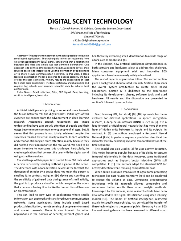 Dinesh Ppt IEEE Paper | PDF | Deep Learning | Odor