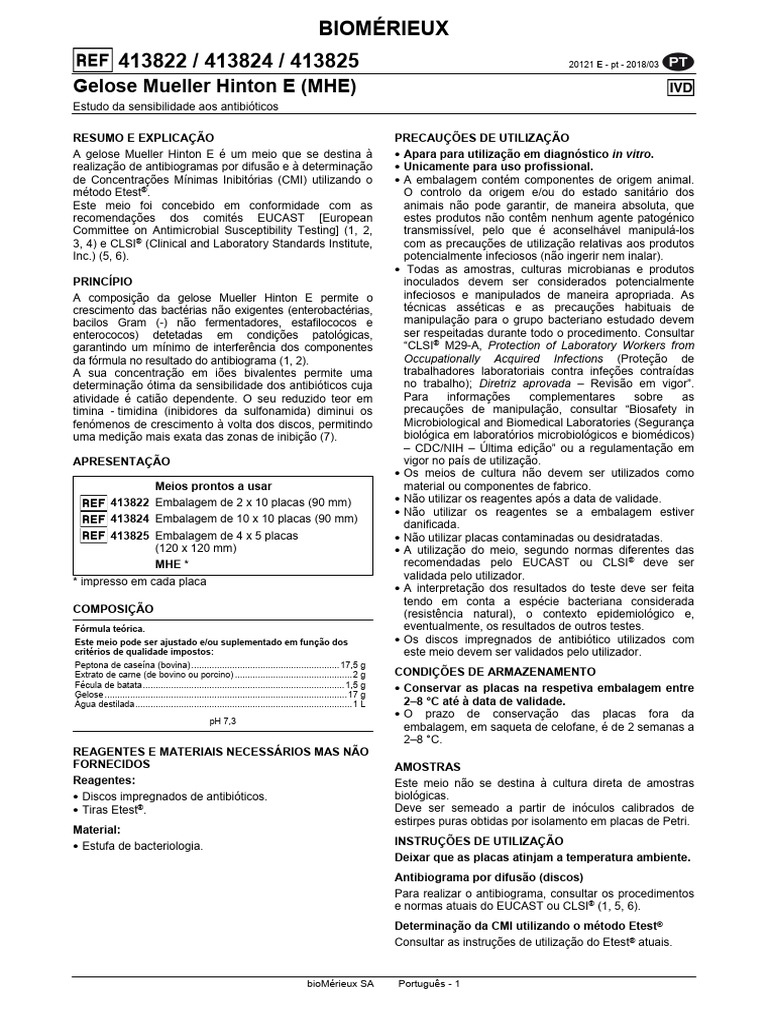 Gelose Mueller Hinton E (MHE) | PDF | Escherichia Coli | Penicilina