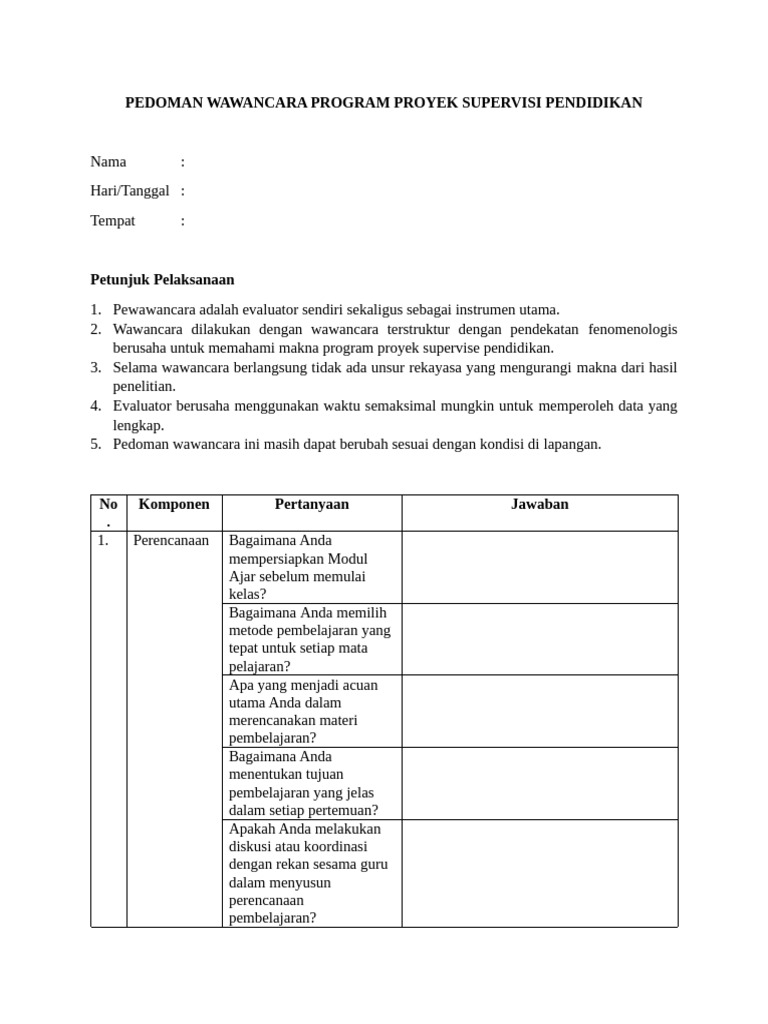 Pedoman Wawancara | PDF