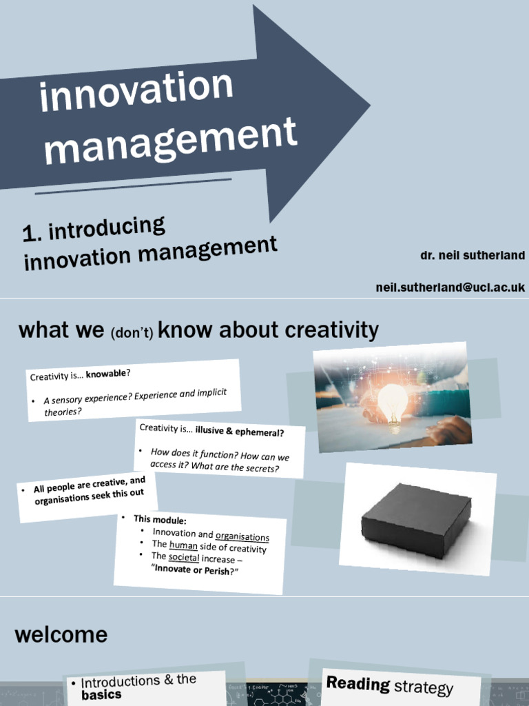 Introducing Innovation Management | PDF | Innovation | Cognition