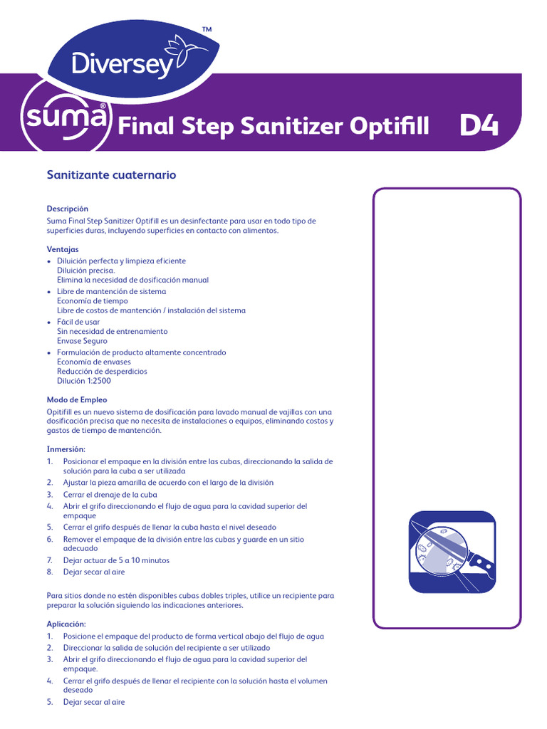 PIS-Suma Final Step Sanitizer Optifill-A4-es-AR HRNC | PDF | Agua ...
