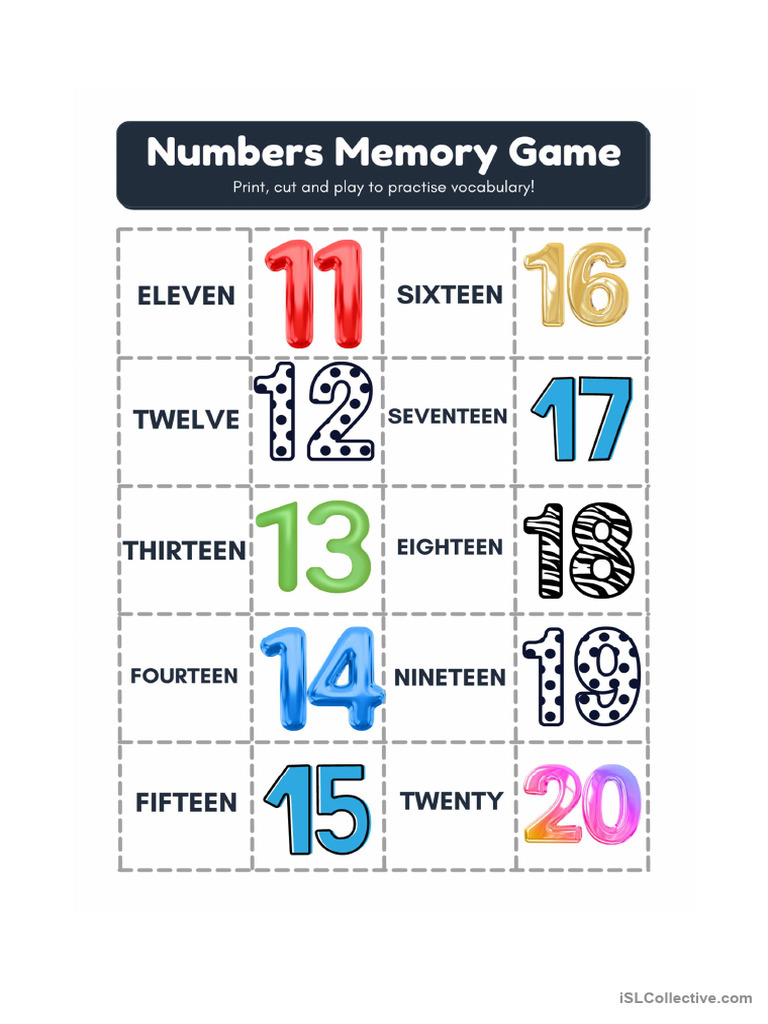 Numbers Memory Game | PDF