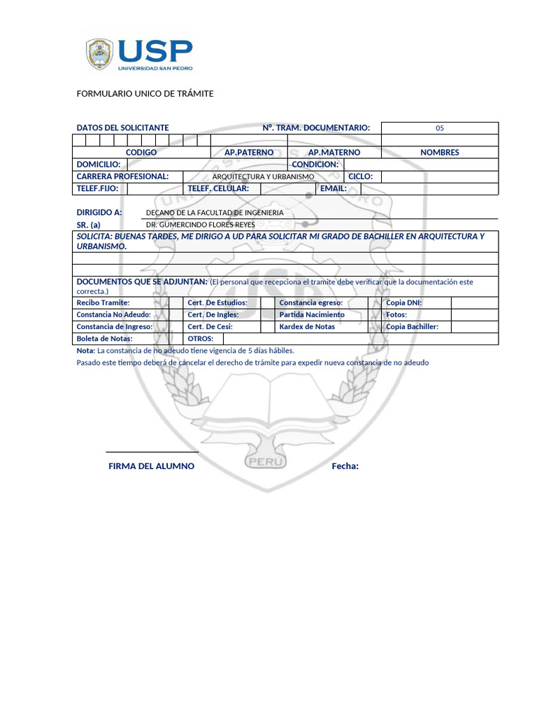 Modelos SOLICITUD PARA GRADOS Y TITULOS | PDF