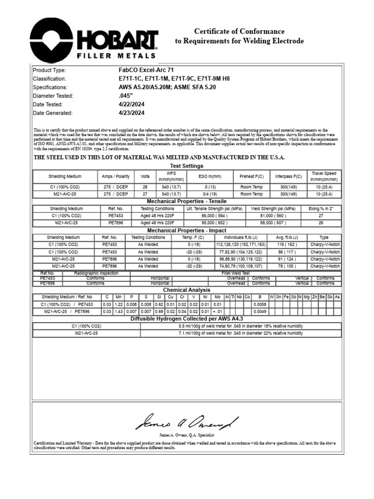 FabCO Excel-Arc 71TypCert | PDF | Building Engineering | Applied And ...