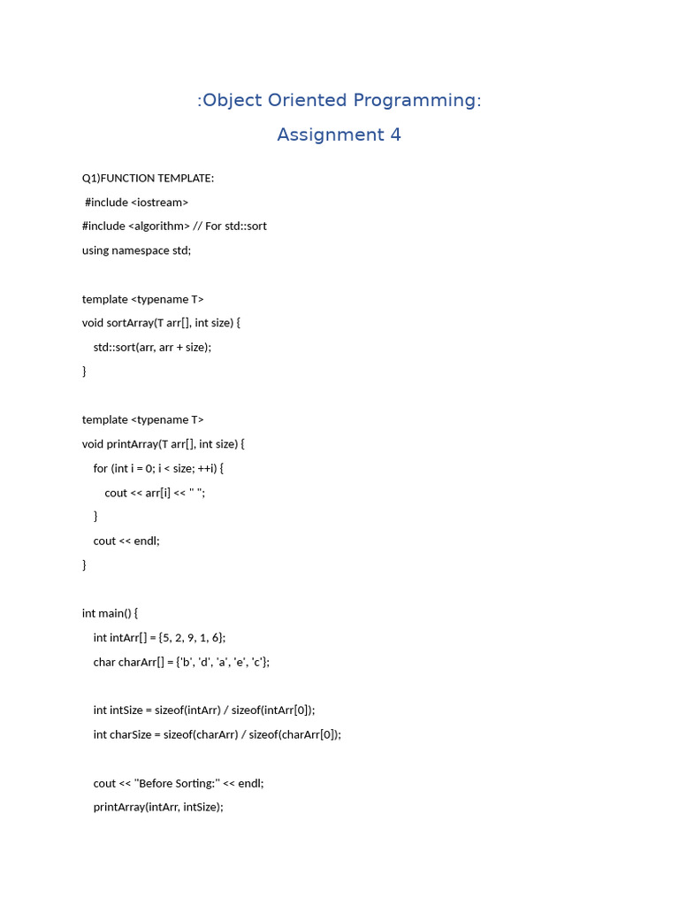 oops assgnments! | PDF | Namespace | Software Engineering oops assgnments! | PDF | Namespace | Software Engineering
