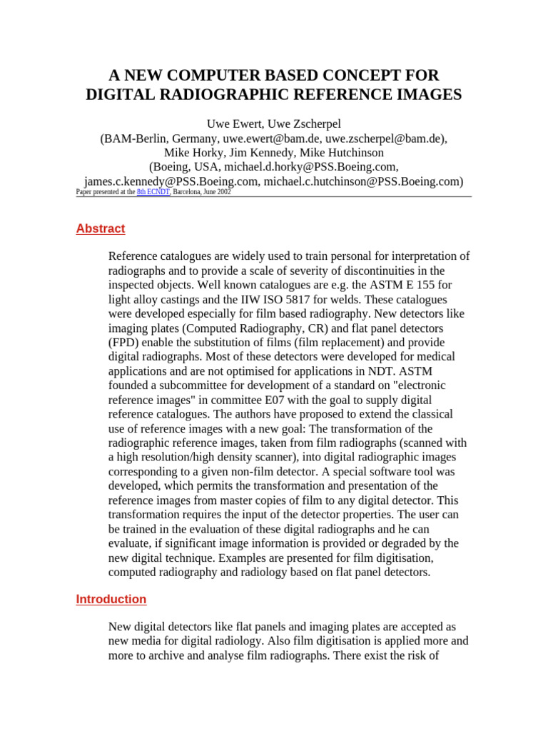 A NEW COMPUTER BASED CONCEPT FOR DIGITAL RADIOGRAPHIC REFERENCE IMAGES | PDF | Radiography ...