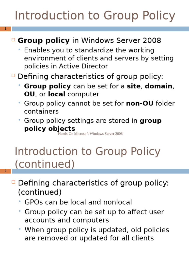 Group Policy Overview for Windows Server 2008 | PDF | Group Policy ...