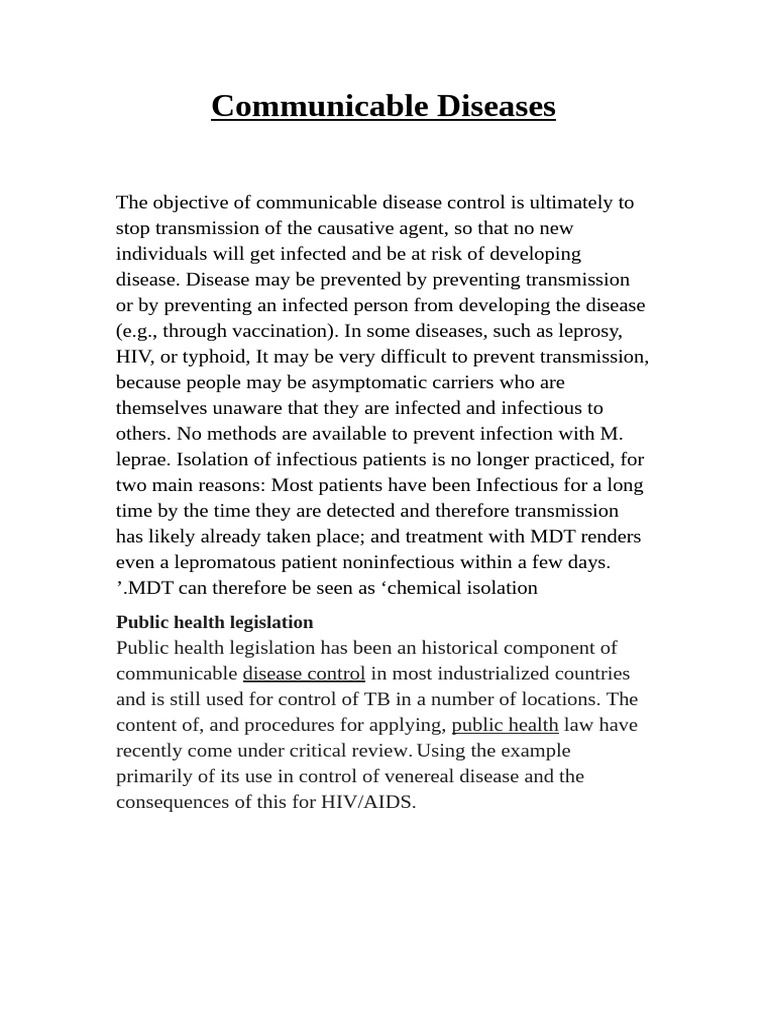 communicable Diseases | PDF | Infection | Pathogen