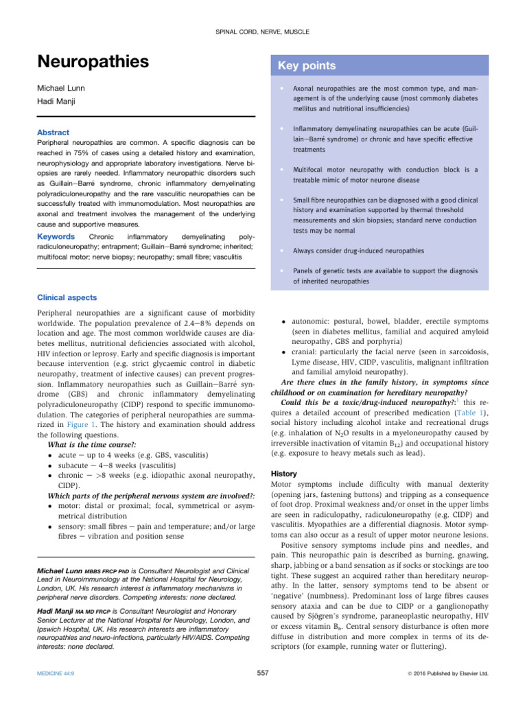 Neuropatias Medicine 2016 Revisão | PDF | Peripheral Neuropathy | Myelin