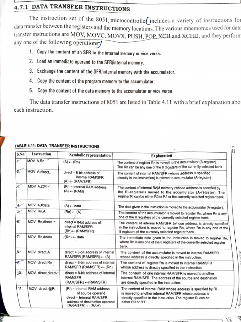 8051 Data Transfer Instructions | PDF | Classes Of Computers | Central Processing Unit