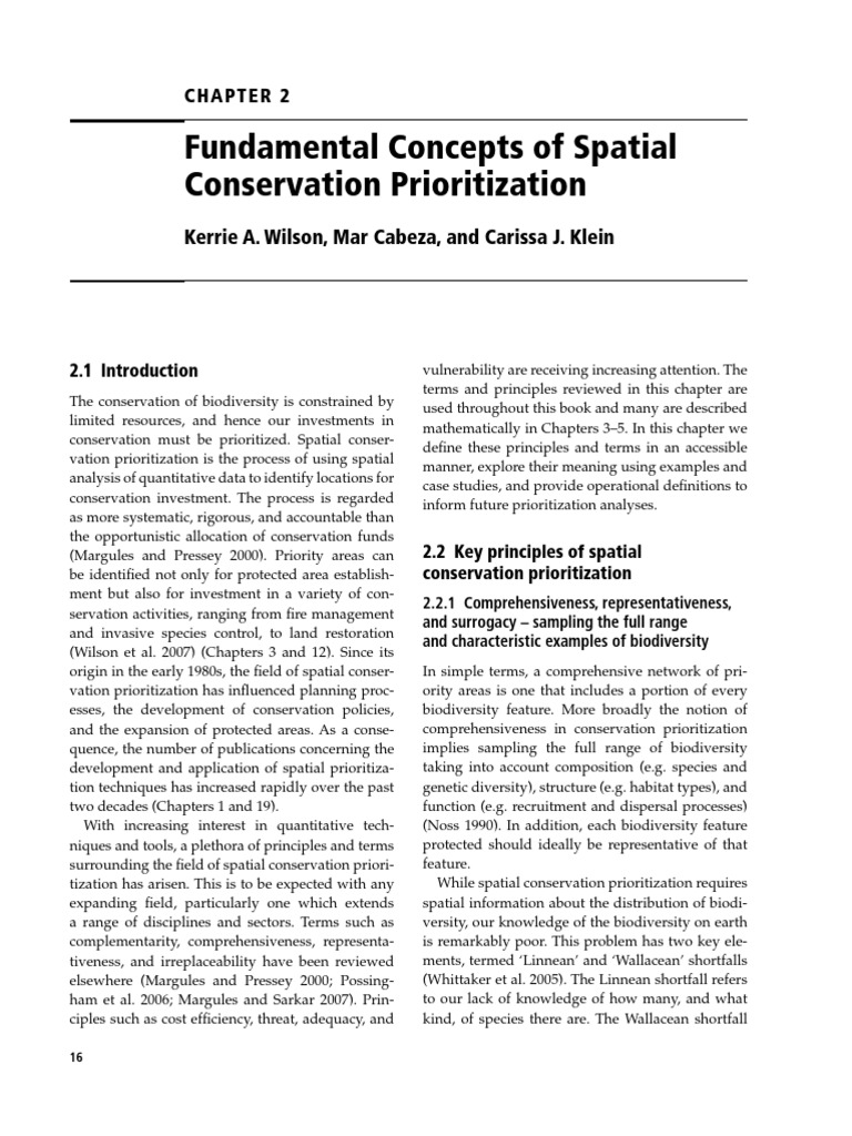 Wilson Et Al. 2009 - Fundamental Concepts of Spatial Conservation Prioritization | PDF ...