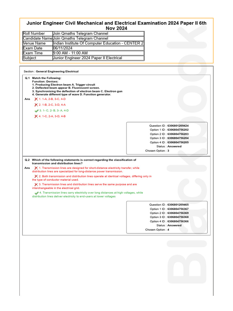 Junior Engineer Electrical Exam 2024 | PDF | Electric Motor | Physical ...