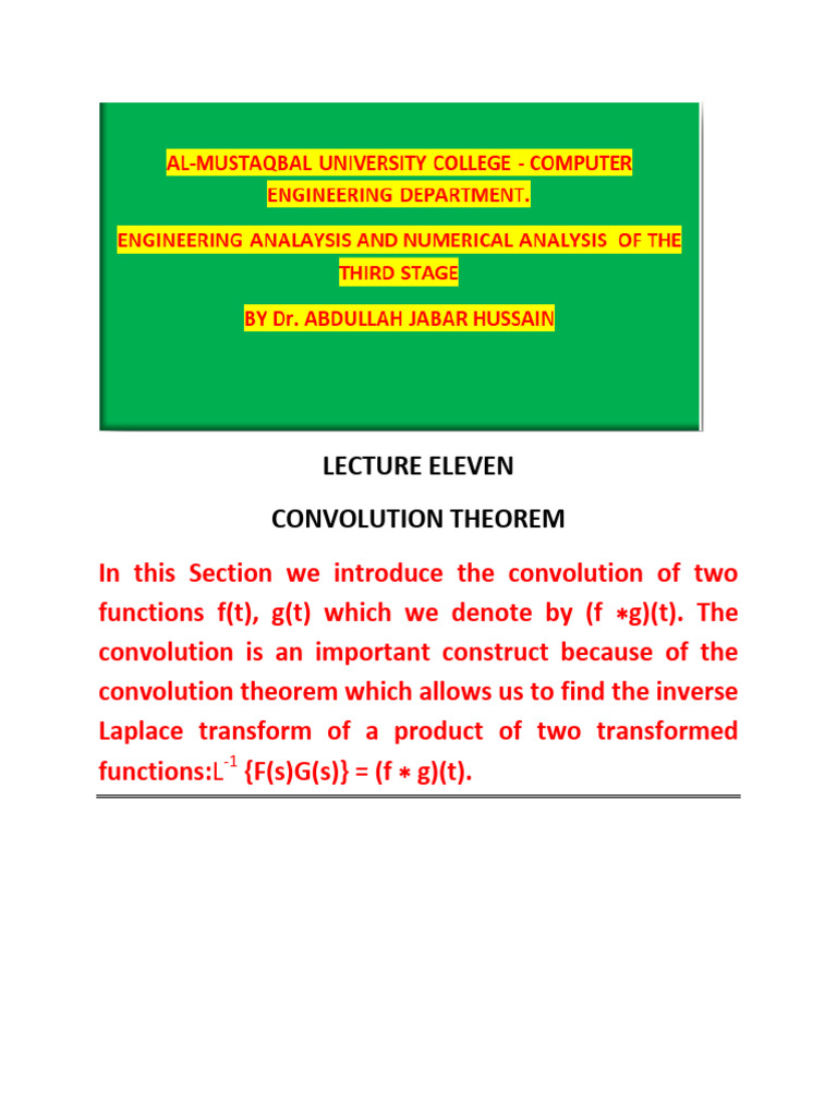 Convolution Theorem in Laplace Transforms | PDF