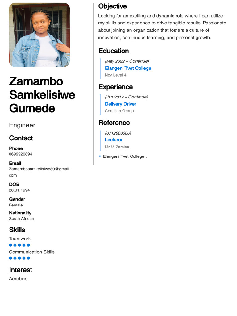 zamambo english cv | PDF
