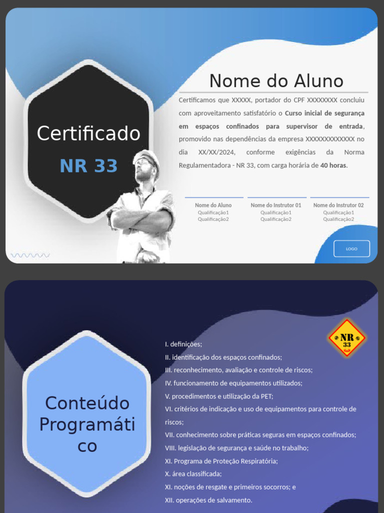 Modelo de Certificado - NR33 Supervisor | PDF