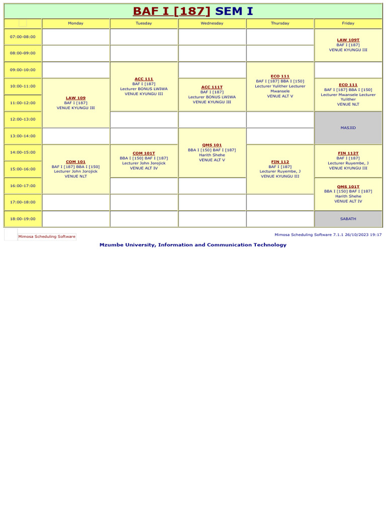 Schedules - Mzumbe University, Information and Communication Technology ...