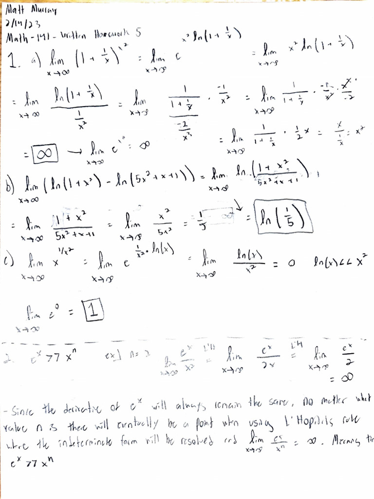 Math 141-Homework 5 | PDF