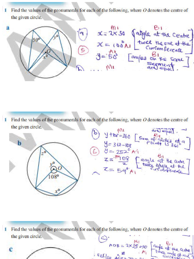 correction on circle theorem worksheet 15th Nov 2024 [Autosaved] | PDF