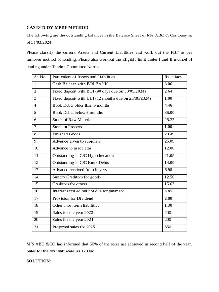 Assignment-Case Study-Mpbf Method | PDF | Debt | Stocks