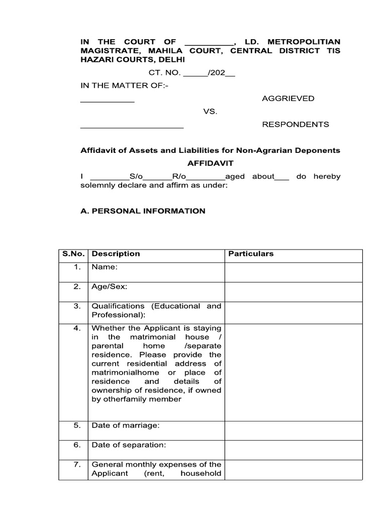 Format of Income Affidavit | PDF