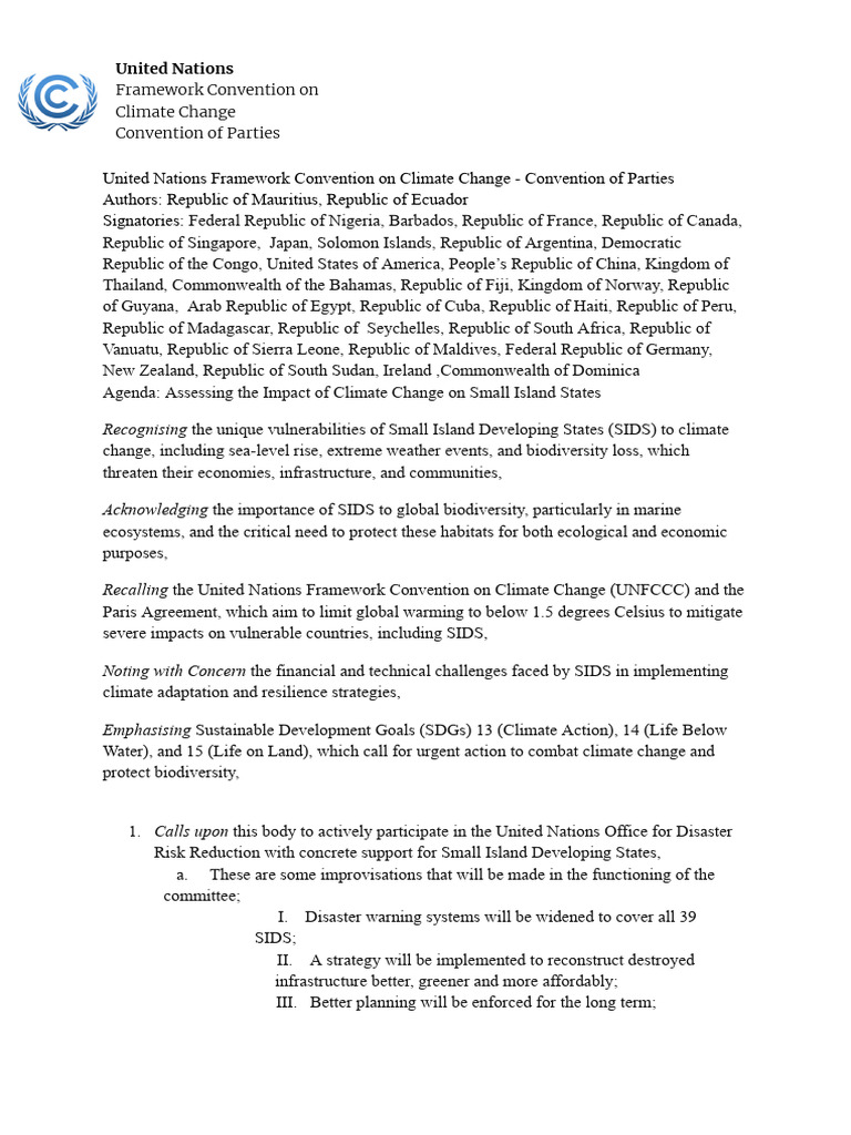 Draft Resolution 3.0 | PDF | United Nations Framework Convention On ...