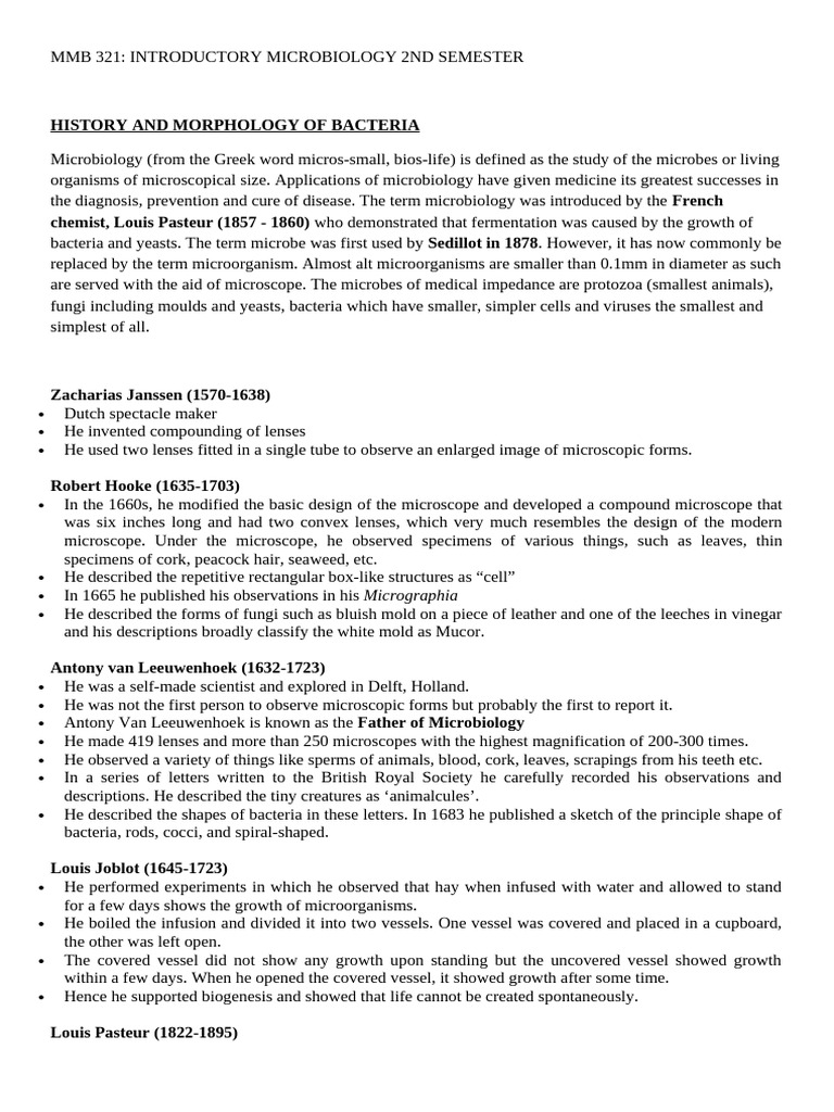 MMB 321 Introductory microbiology All | PDF | Rna | Nucleic Acids