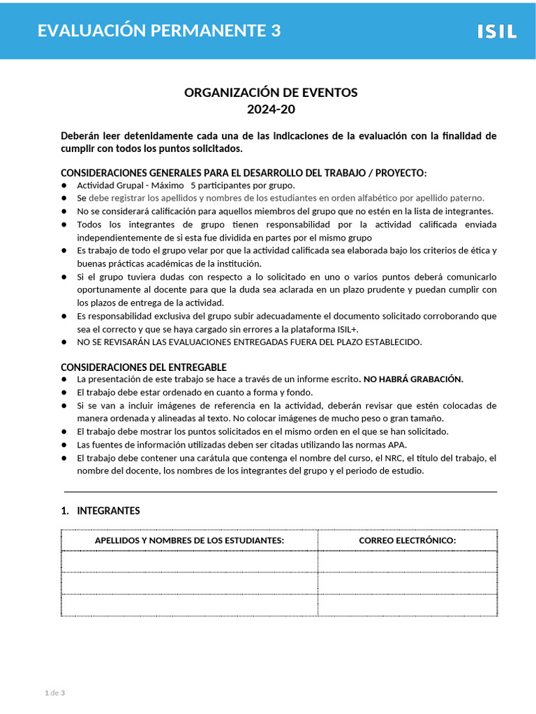 EP3 - Organización de Eventos | PDF