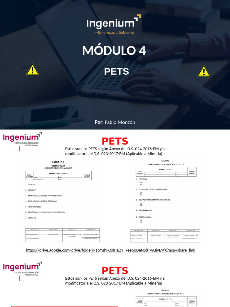 Módulo 04.04 - Estándares y procedimientos escritos de trabajo seguro (PETS) | PDF
