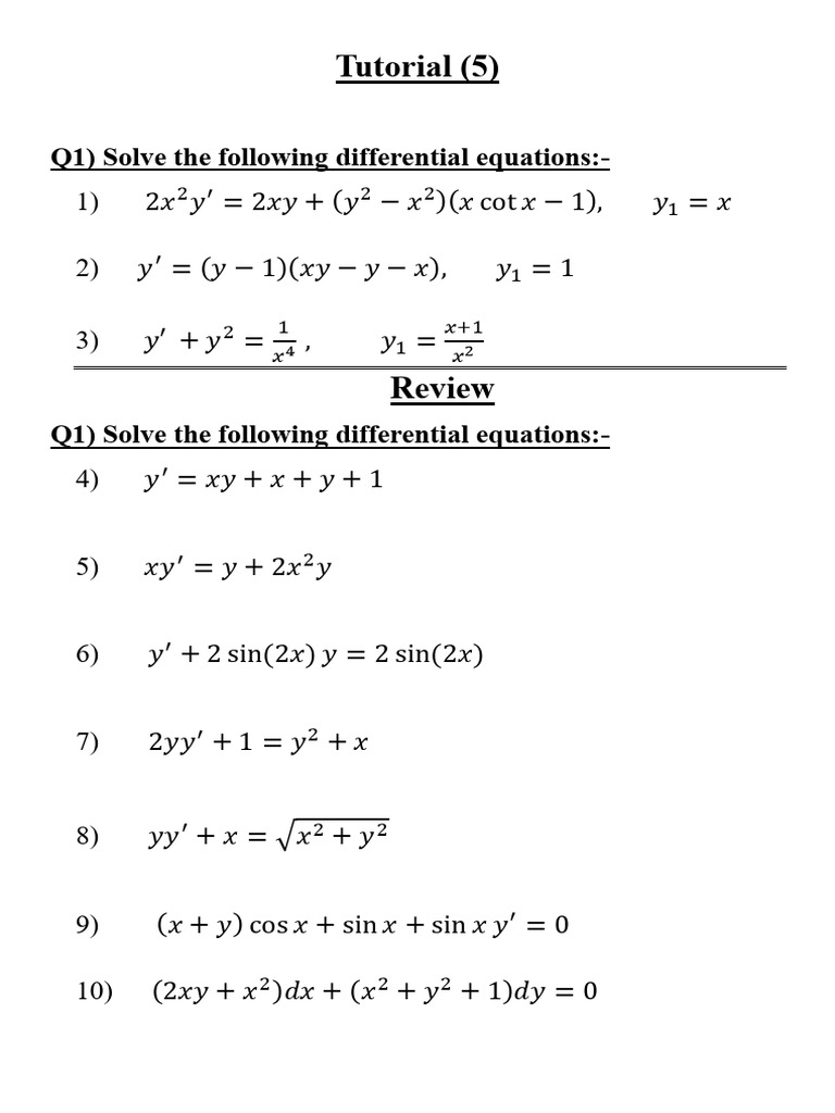 Diff Eqn Tut | PDF