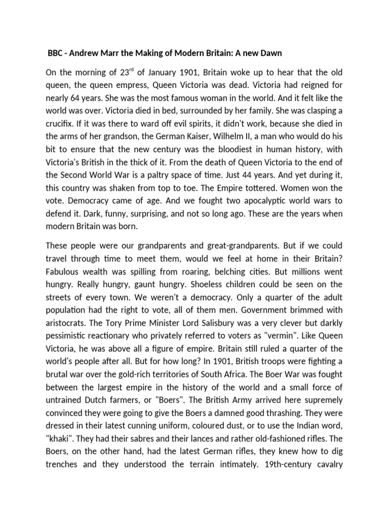 BBC - Andrew Marr The Making of Modern Britain 720p (Part 1 of 6) | PDF ...