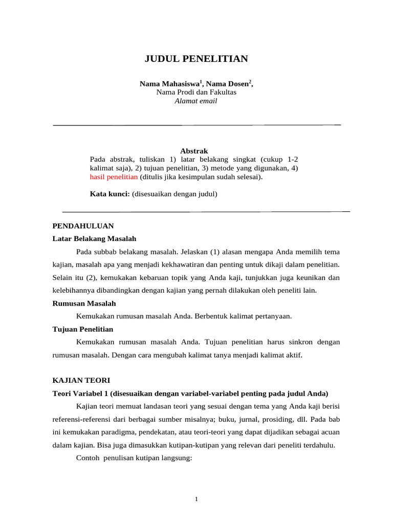 REV Template Tugas Artikel Penelitian MKU BI 2024 | PDF