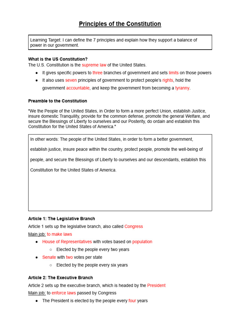 Constitution Basics for Students | PDF | United States Congress ...