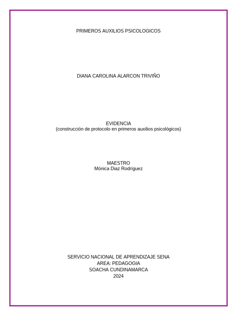 Construccion de Protocolo en Primeros Auxilios | PDF | Sicología | Las ...
