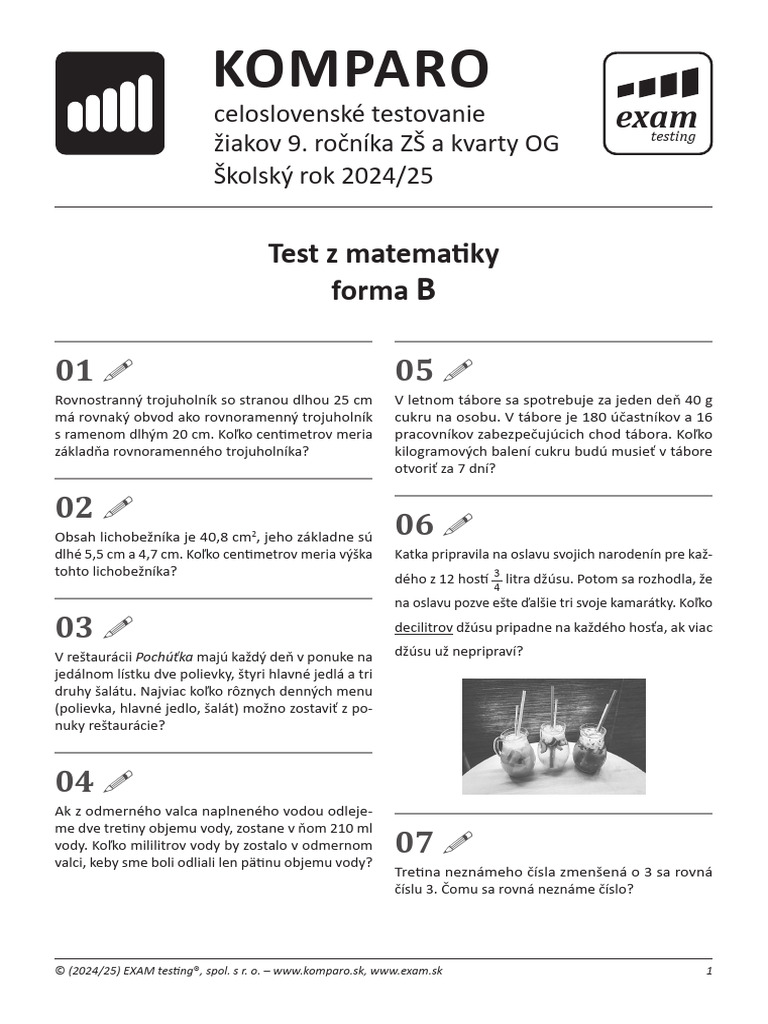 Exam-Komparo-9-Mat-B 2024 | PDF