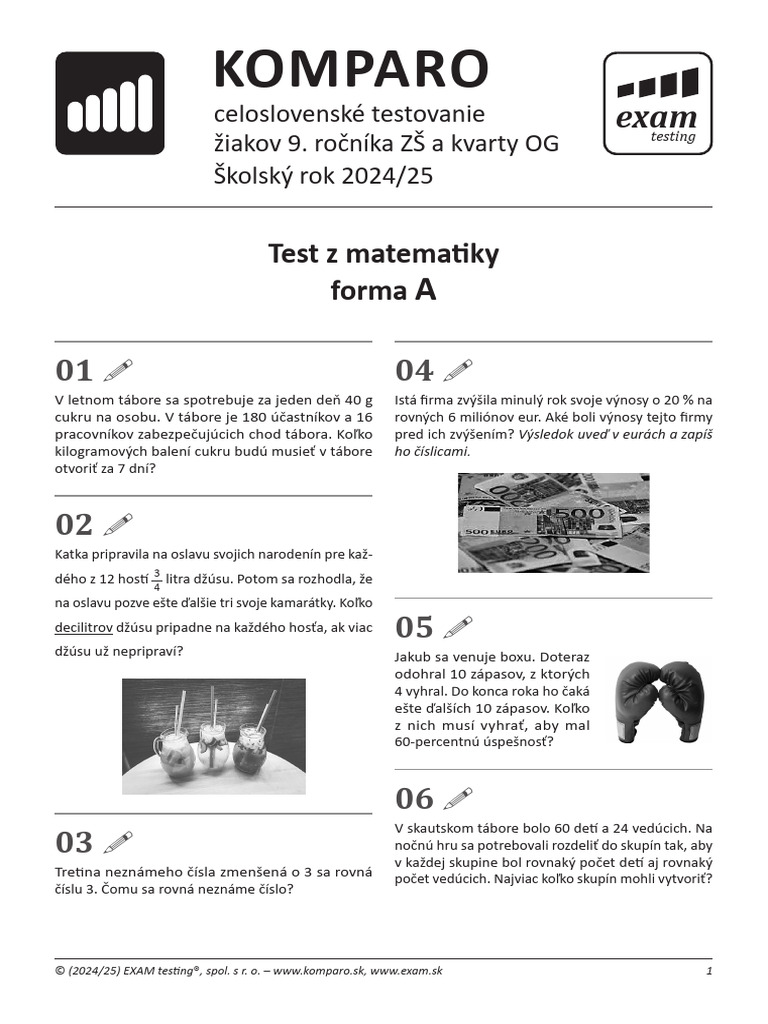 Exam-Komparo-9-Mat-A 2024 | PDF