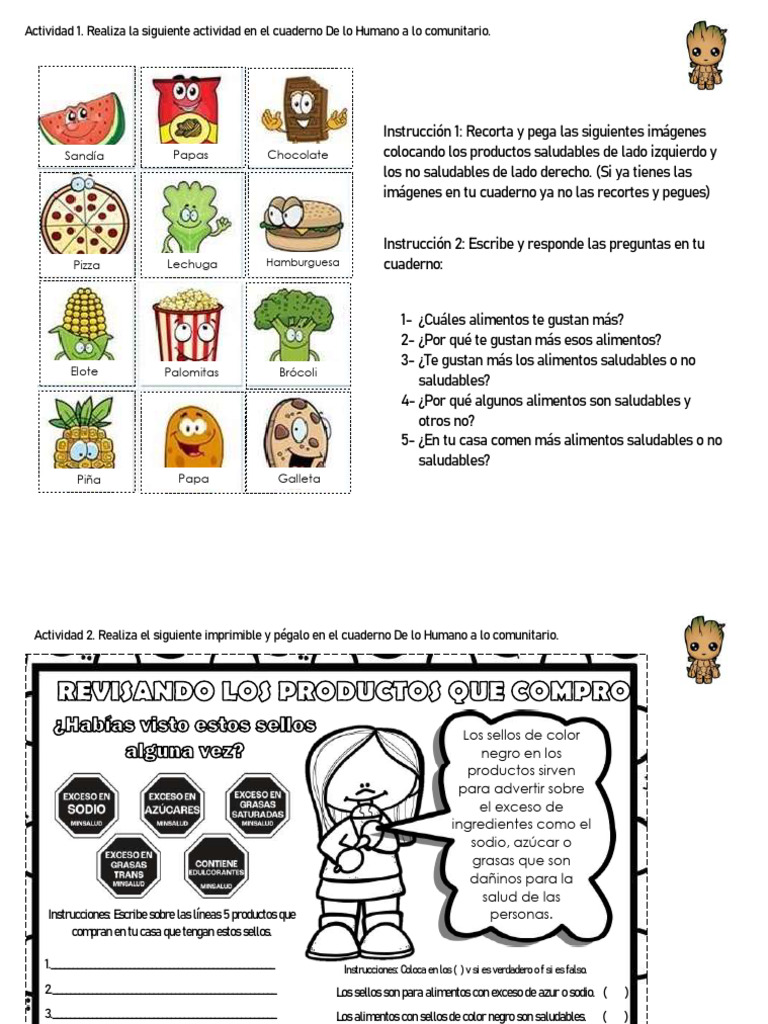 Clasificación de Alimentos Saludables y No Saludables | PDF | Alimentos ...