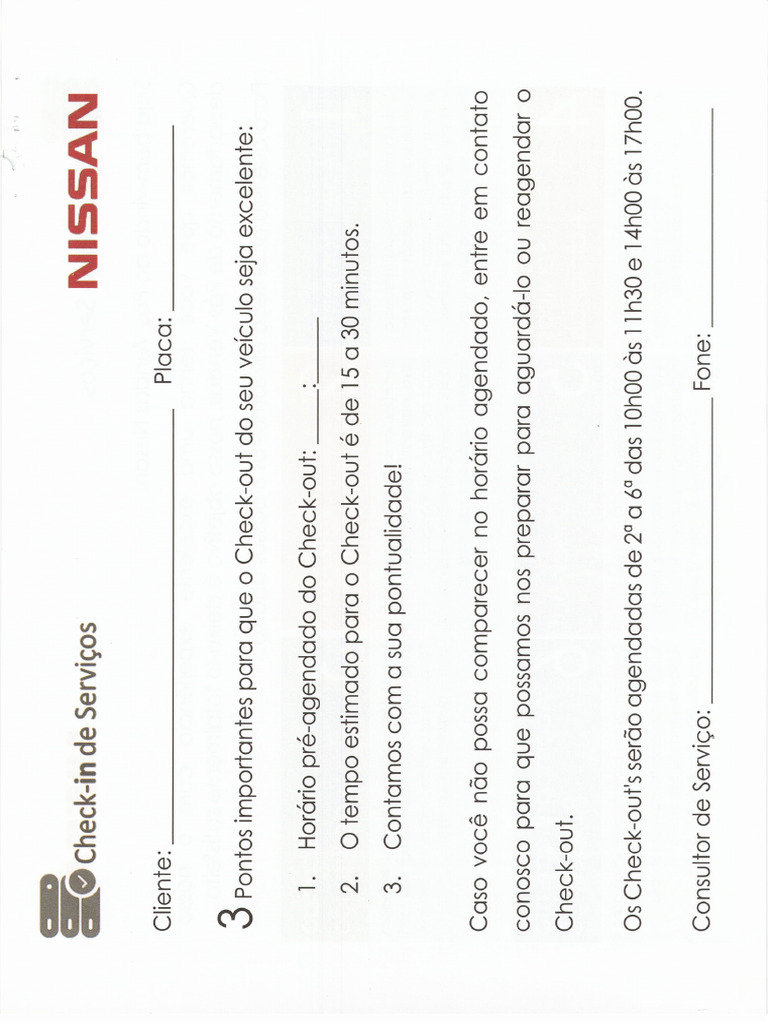 Checkin de Serviço | PDF