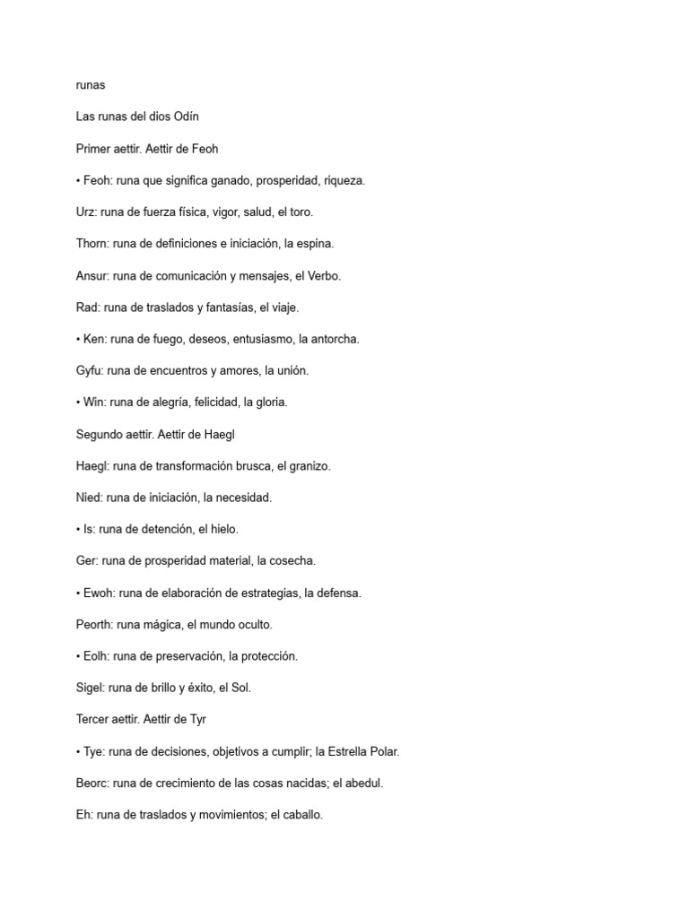 Runas del dios Odín y su significado | PDF