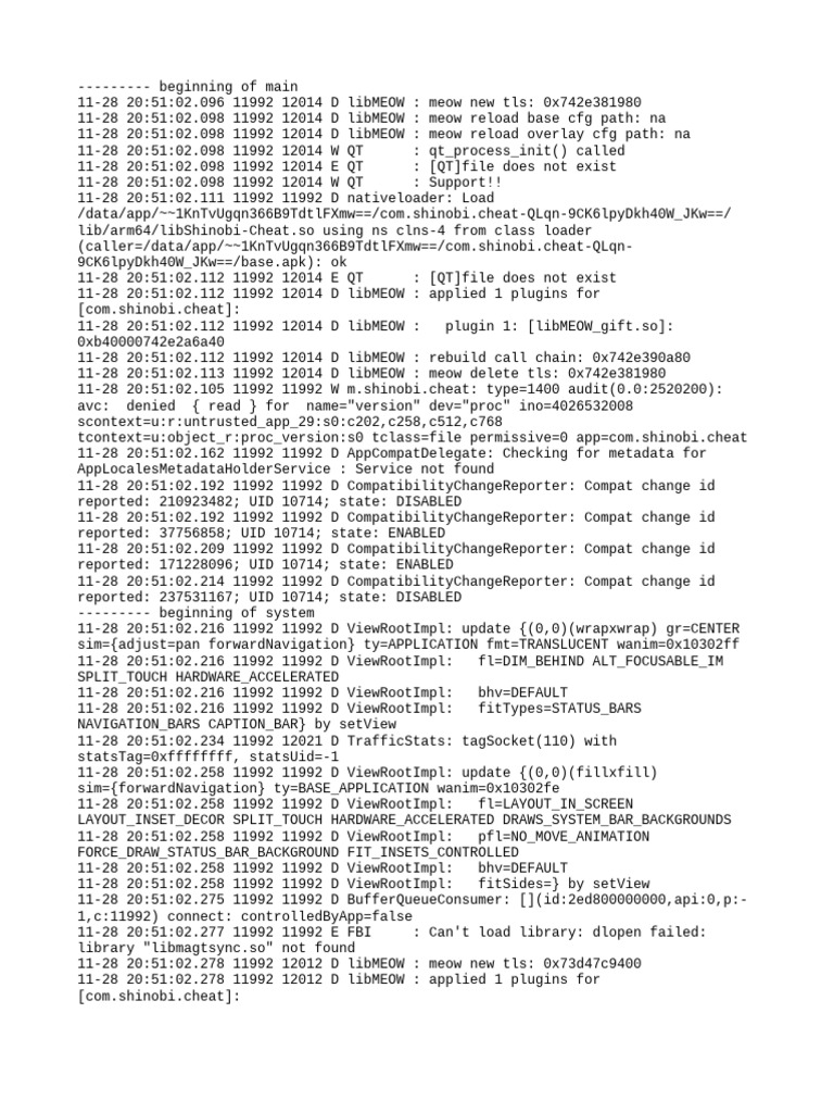 com.shinobi.cheat_logcat | PDF | Computer Architecture | Software Development