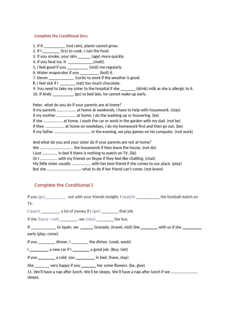Conditional 0 1 2 Exercises | PDF