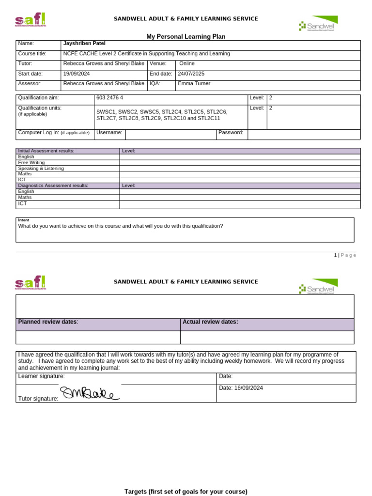 Personal Learning Journal 24_25 STL Online | PDF | Learning | Behavior ...